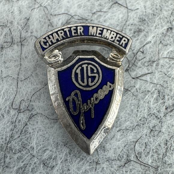 Other | Vintage Us Jaycees Charter Member Enamel Lapel Pin Blue Shield ...
